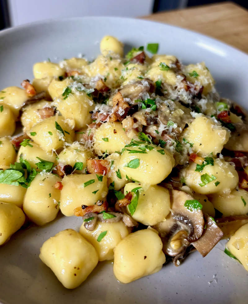 Gnocchi with Mushroom and Pancetta Sauce Recipe
